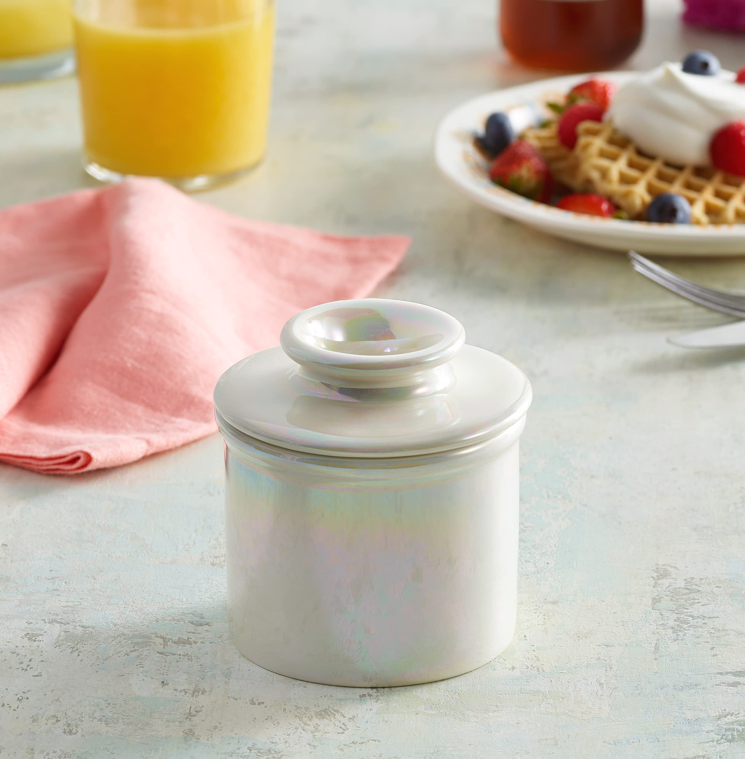 Butter Bell - The Original Butter Bell crock by L Tremain, a Countertop French Ceramic Butter Dish Keeper for Spreadable Butter, Opal