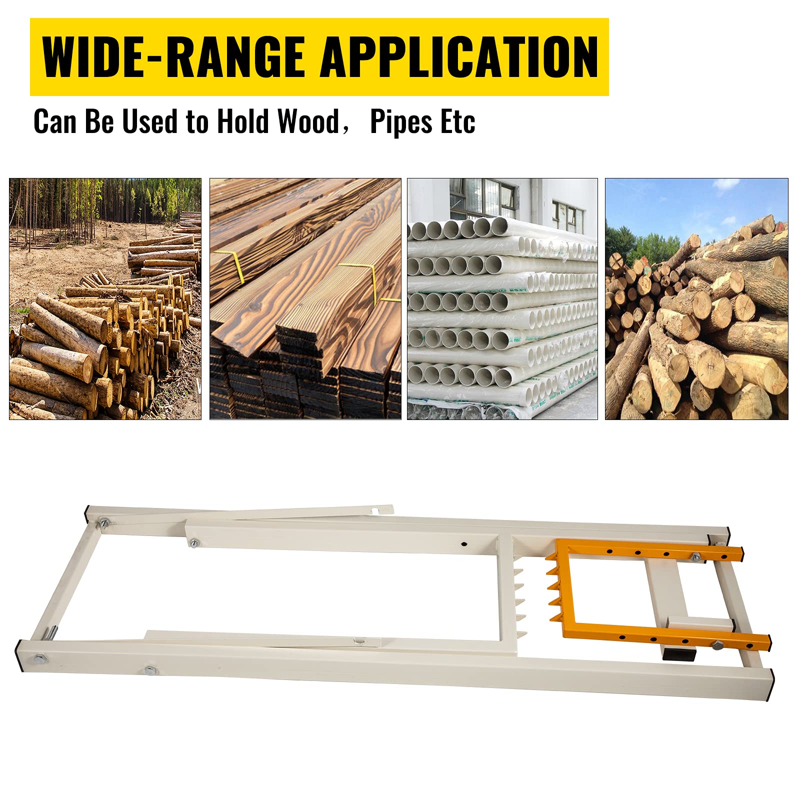 VEVOR Logging Saw Horse Durable Steel Log Sawhorse, Foldable Log Cutting Stand with Sharp Claws and Adjustable Height, Horse Stands for Cutting Wood, Space-Saving Sawbuck, Easy to Assemble and Carry