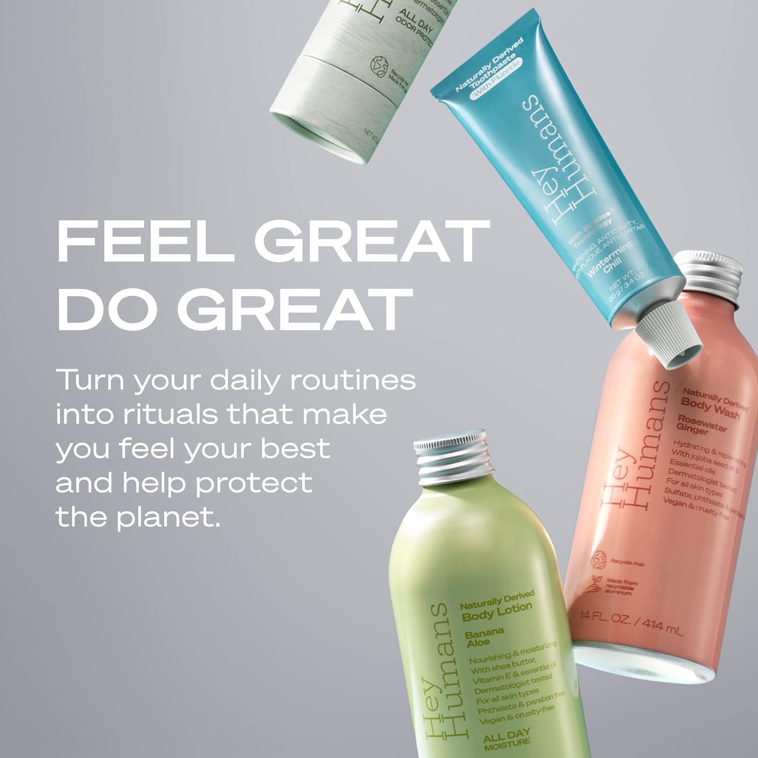 Hey Humans Deodorant, Aluminum Free Deodorant for Women and Men, Contains Naturally Derived Ingredients, All Day Odor Control, Refreshing Deodorant Essential Oils, Pack of 3, Lavender Vanilla
