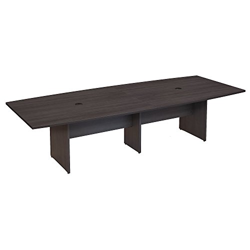 Bush Business Furniture Conference Table for 8-10 People | Boat Shaped 10 FT Engineered Wood Meeting Desk with Wooden Base for Office Boardrooms, 120W x 48D, Storm Gray