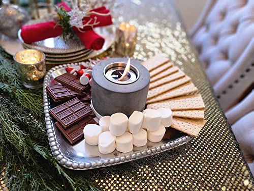 Davis&Company Concrete Tabletop Fire Pit - Bundle Kit - Isopropyl Fire Pit, with Roasting Sticks, Mini Personal Fireplace for Indoor & Patio - Ethanol Fuel, with Portable Fuel Funnel