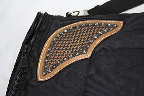 Tahoe Premium Durango Western Saddle Carry and Storage Bag with Three Layer Waterproof Padded Construction and Hand Tooled Basket Weave Leather Accents