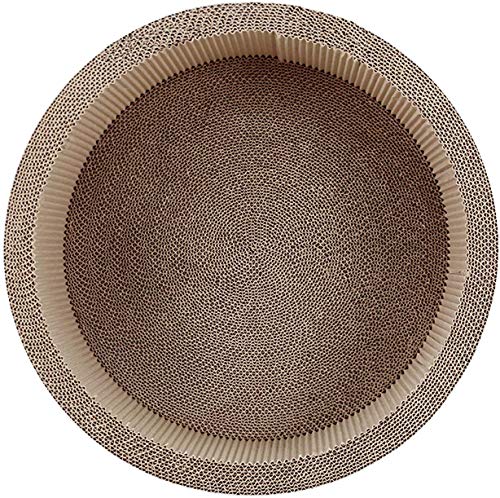 FluffyDream Cat Scratcher Post & Board, Round Cat Scratching Lounge Bed, Durable Pad Prevents Furniture Damage, 17.32'' x 17.32''x 6.11''
