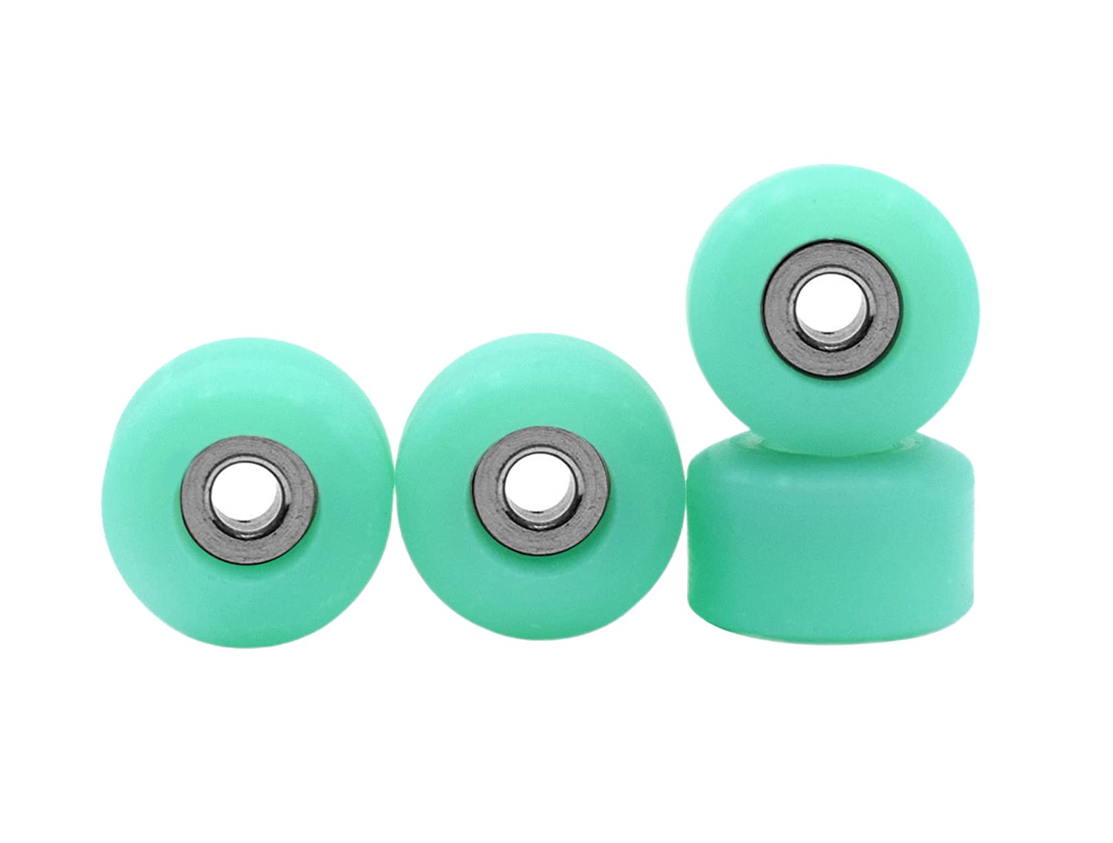 Teak Tuning Apex 71D Urethane Fingerboard Wheels - New Street Shape, 7.7mm Diameter - Ultra Spin Bearings - Made in The USA - UV Neon Teak Teal Colorway