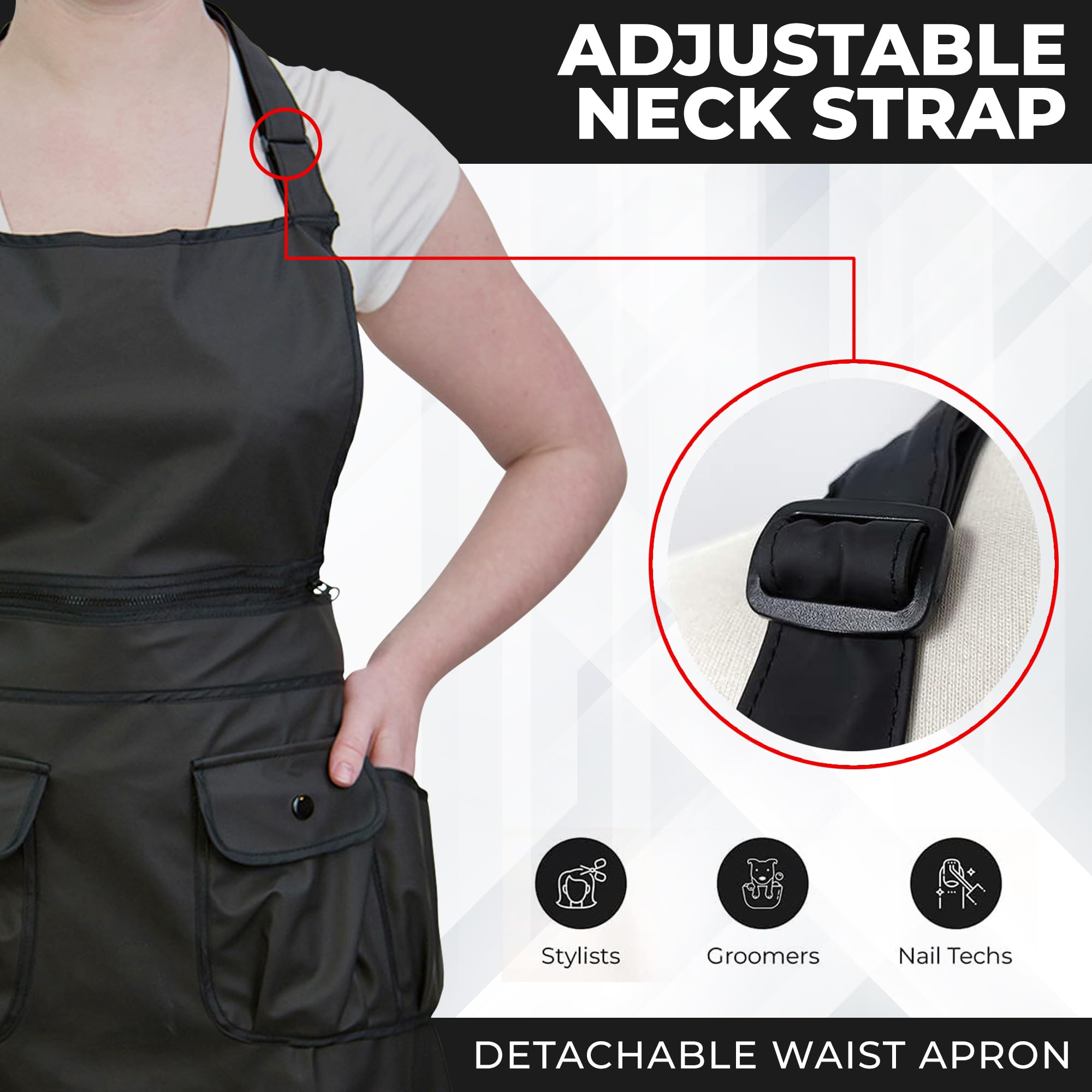 CHARLENE Courtney Convertible Zip Apron #9044 (Black)