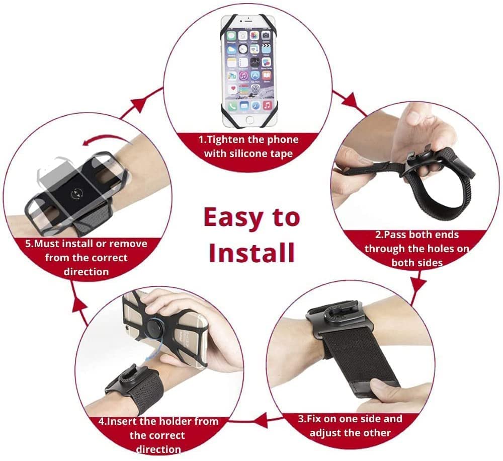 BATTPIT Running Armband for iPhone 12 Pro 11 Pro Max X XR XS 8 7 6 6s Plus, Galaxy S20 S10 S9 Plus, Note 20/10/9/8, 360°Rotatable with Key Holder Phone Armband for Hiking Biking Walking(Black)