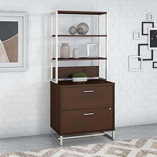 Bush Business Furniture Method 2 Drawer Lateral File Cabinet with Hutch, Century Walnut
