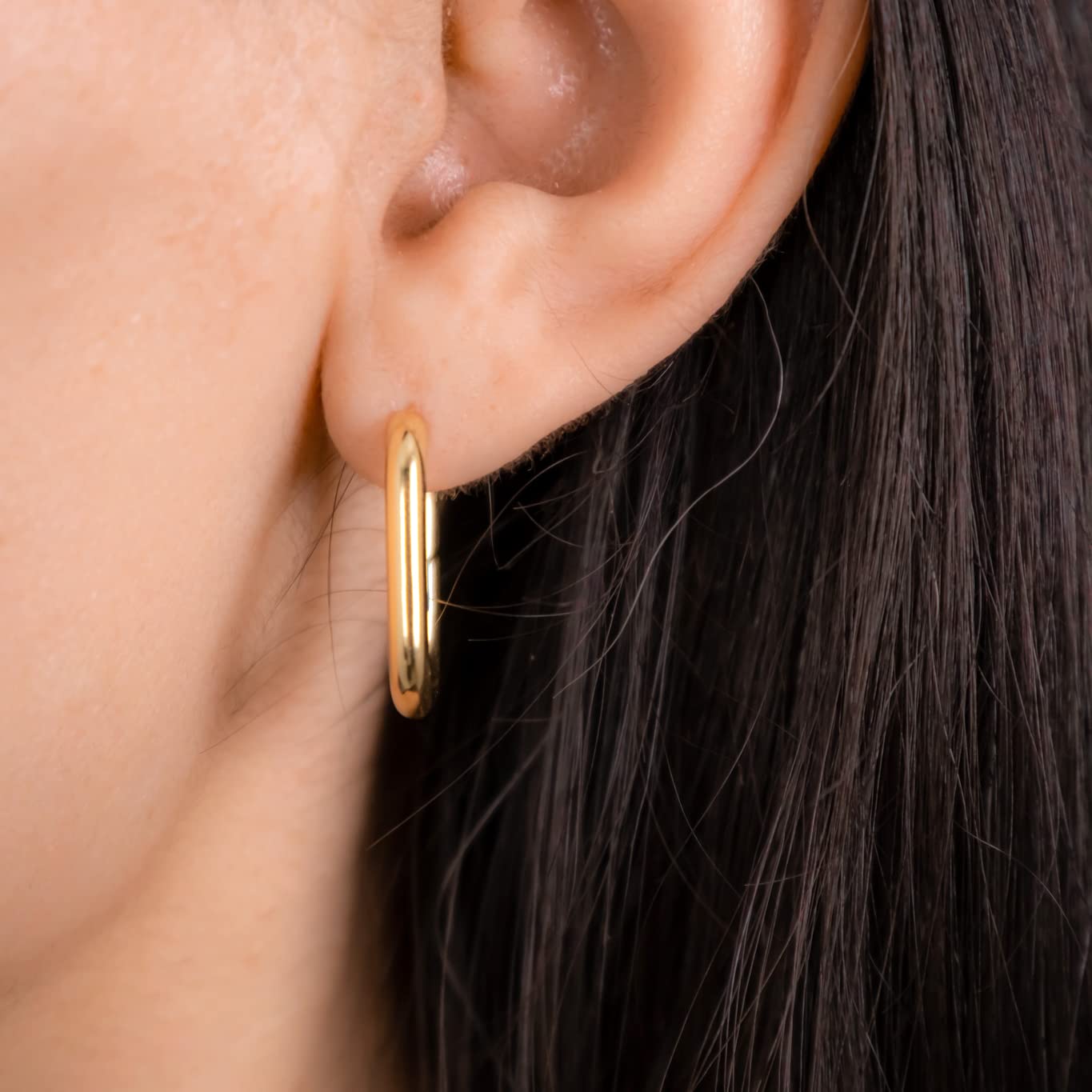 Chunky Gold Square Earrings for Women 14k Gold Filled Rectangular Earrings 1 Inch Hoop Hypoallergenic - Allergy Free MOBODUC