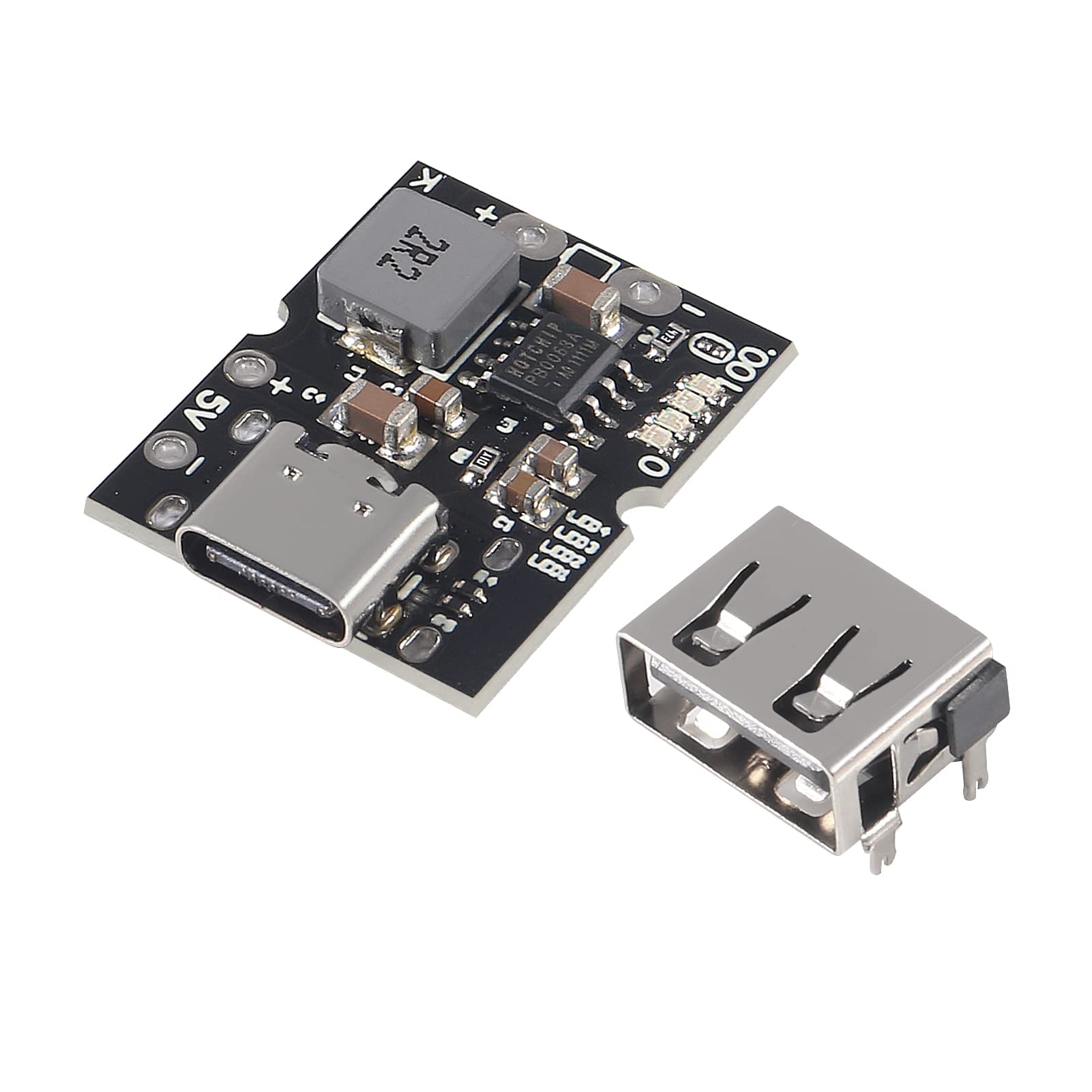 DWEII 5PCS Type-C USB 5V 2A Boost Converter Step-Up Power Module Lithium Battery Charging Protection Board LED Display USB for DIY Charger (no Welding Version)
