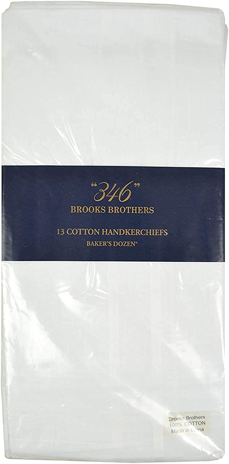 Brooks Brothers Men's 10946"346" Set of 13 Cotton Handkerchiefs, White (One Size)