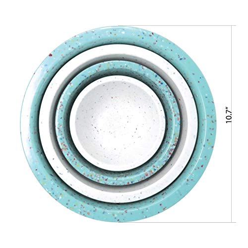 Zak Designs Confetti Mixing Bowl Set, Nesting Bowls for Space Saving Storage, Made with Durable Eco-Friendly Melamine, Great for Prepping and Serving Food (Mint & White, 4pcs, BPA-Free)