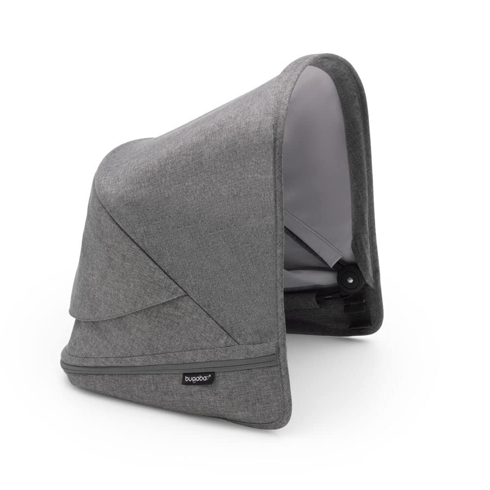 Bugaboo Donkey 5 Extendable Sun Canopy with UPF Sun Protection and Peekaboo Mesh Panel, Compatible with All Donkey Models - Grey Melange