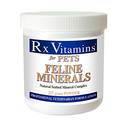 Rx Vitamins Feline Minerals - Mineral Powder with Calcium, Magnesium, Potassium, & Taurine for Cats - Cat Dental Care Plus Immune Support - 8 oz