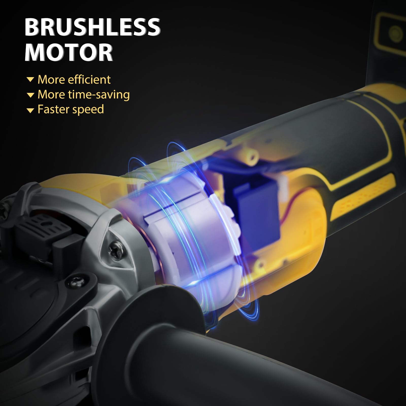 Cordless Angle Grinder for De-walt 20v Li-ion Battery,6600RPM Brushless Grinder Tool,4 Variable Speeds,4.9’’ power angle grinders 500W Grinders,for Cutting,Rust removal,Polishing and Burnishing.