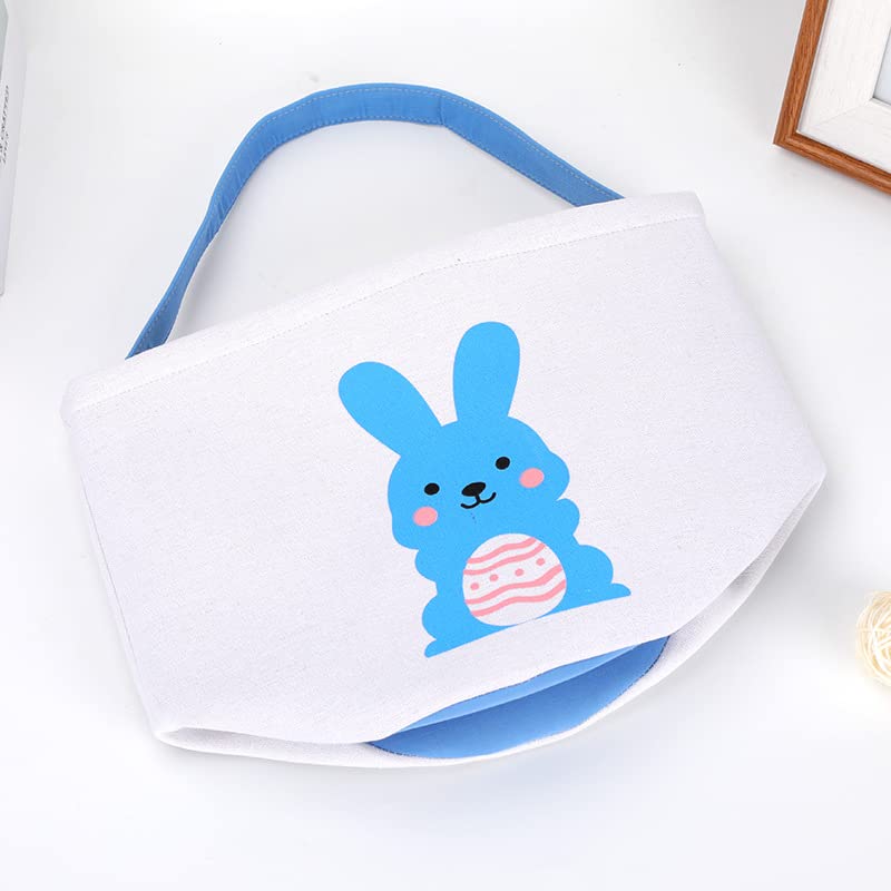 Easter Bunny Basket Kids Easter Eggs Hunt Basket Party Decorations Gift Handles Rabbit Bags, Cute Bunny Ear Headband,Sequins Blue
