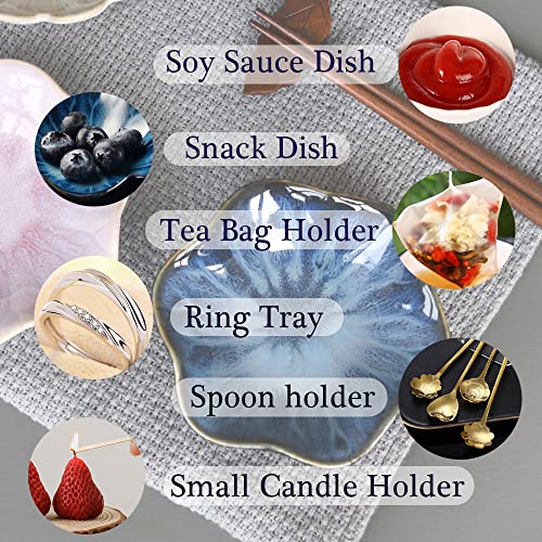 Ceramic Spoon Rests small ring jewelry dish holder entryway key tray,2pcs Sauce Dish,Mini Side Seasoning Dish,Sushi Soy Dipping Bowl,Snack serving Dishes Kitchen Coffee Station room Décor