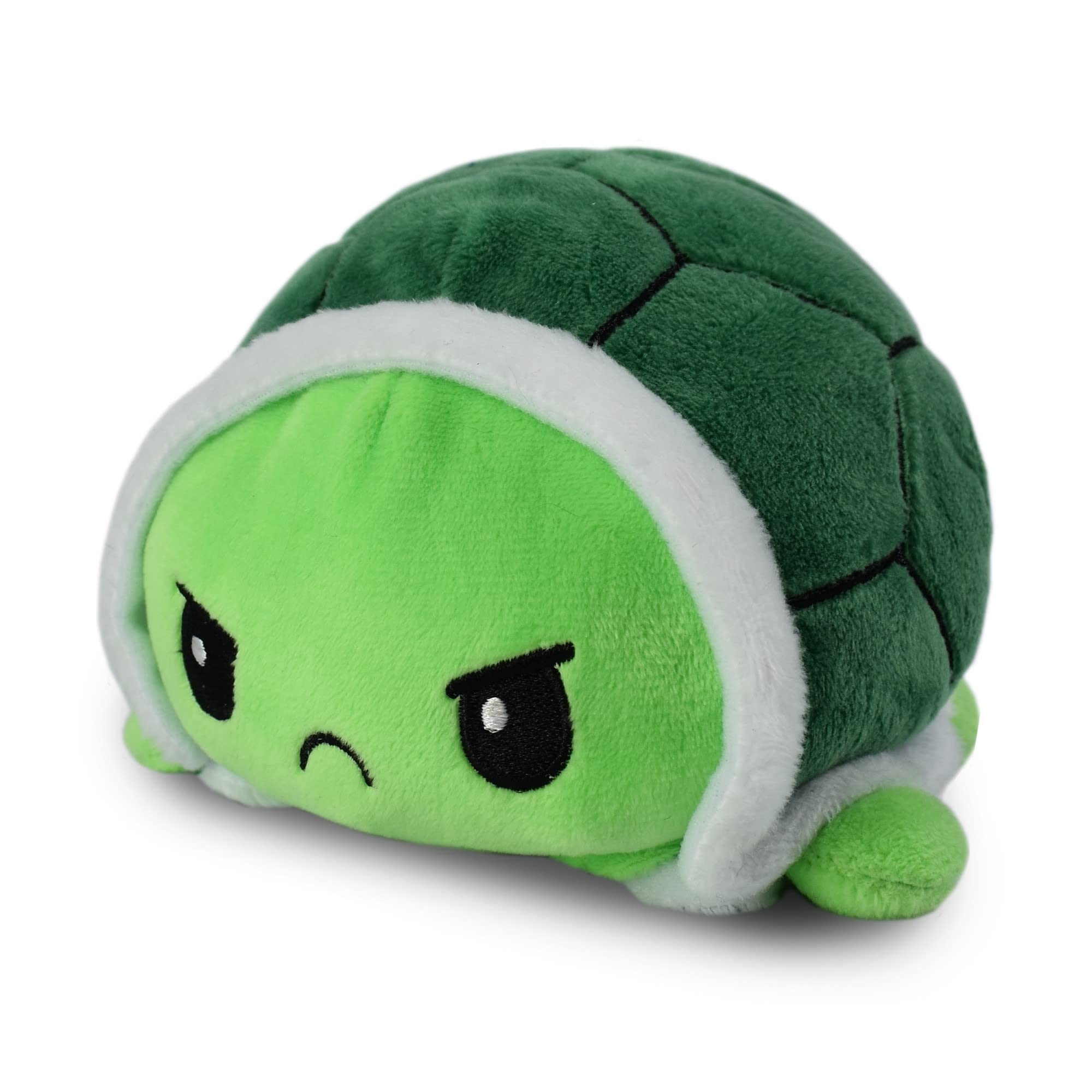 TeeTurtle - The Original Reversible Turtle Plushie - Green with Glasses - Cute Sensory Fidget Stuffed Animals That Show Your Mood