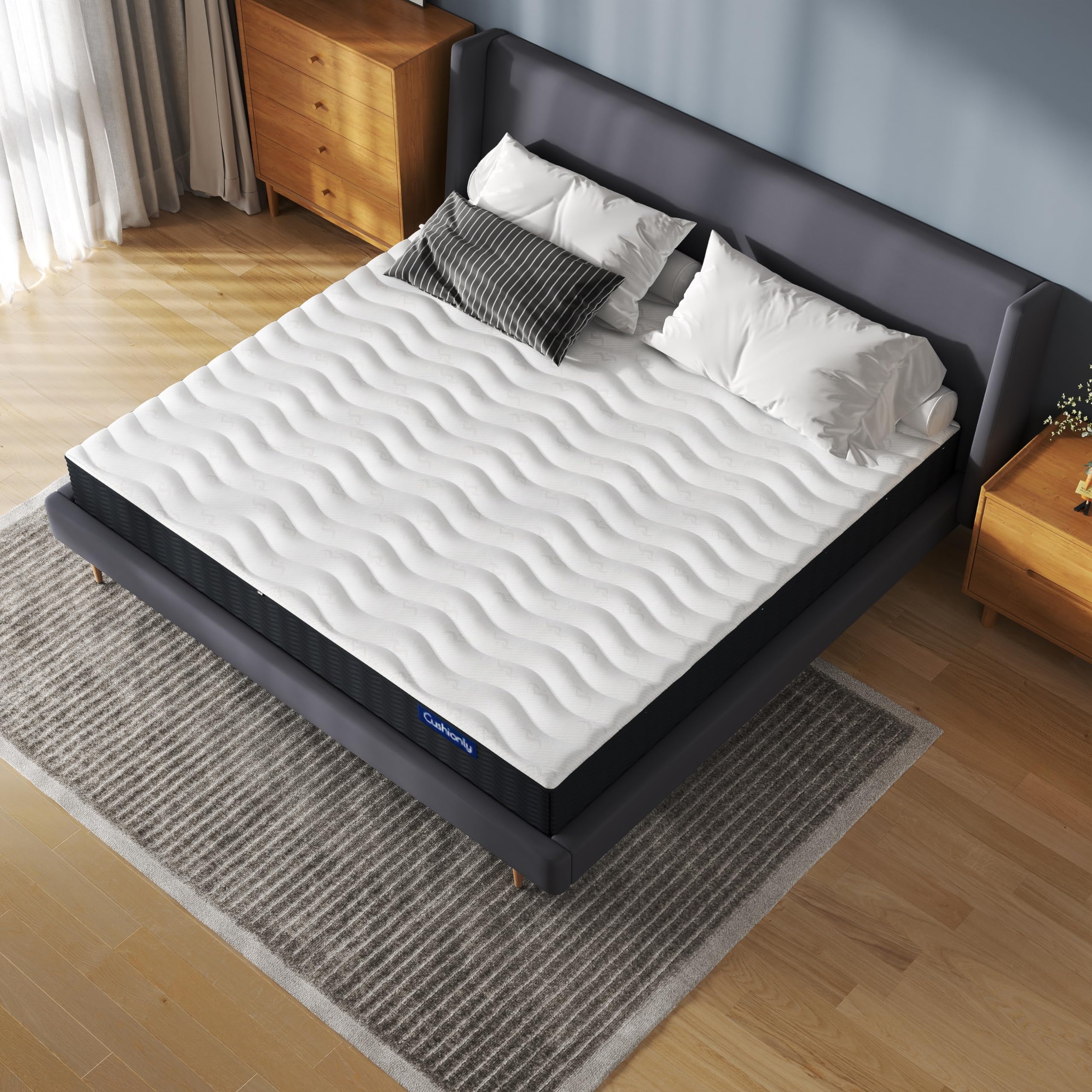 Extra Firm & Elastic Back Support Mattress, Revolutionary POE material from Japan, Improvement over Traditional Gel, Latex, Memory Foam Non-Toxic, 100% Washable 100% Breathable, King, 3 layers