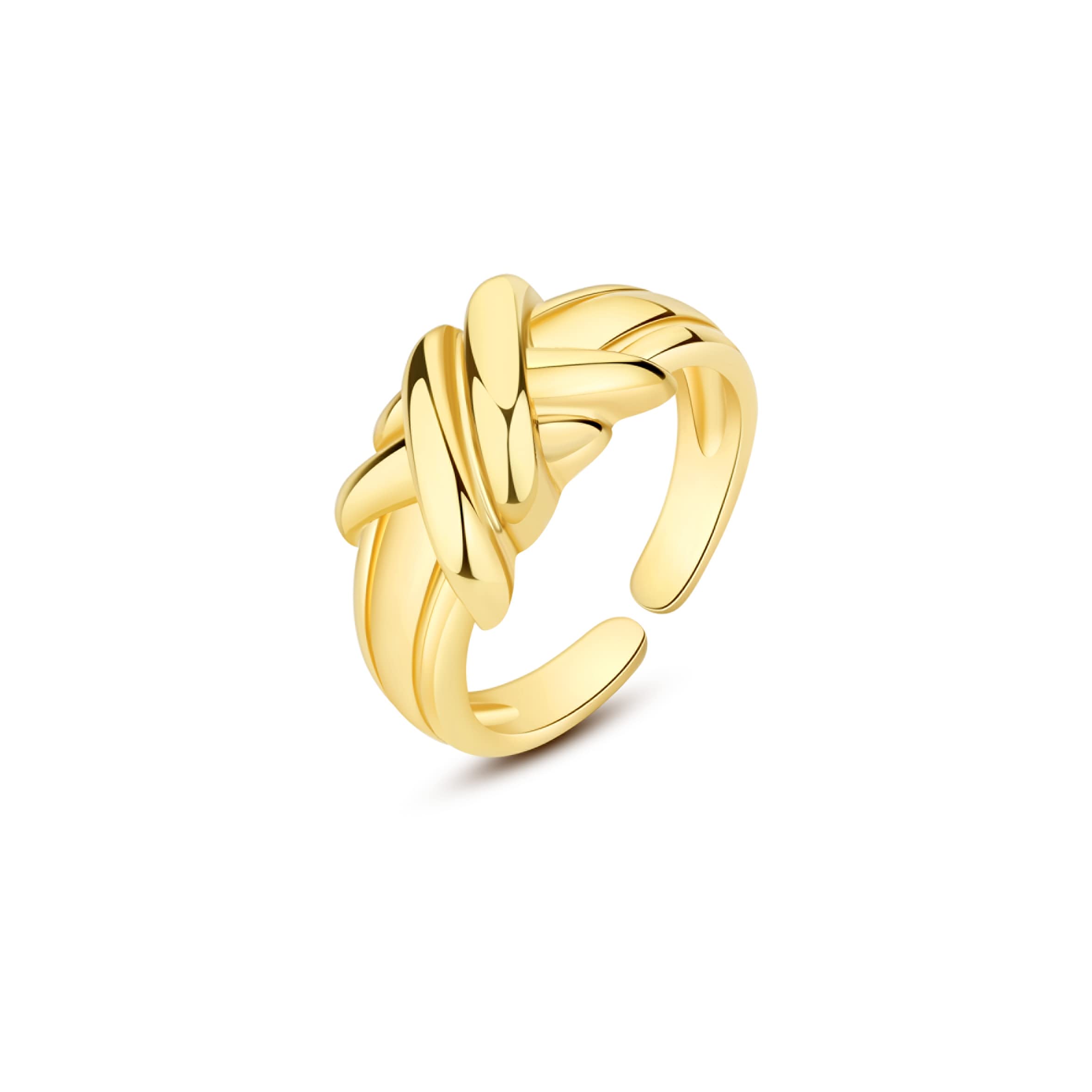 BLESSAIA Chunky Rings for Women Thick gold ring Chunky gold ring Dome Chunky Rings for Women 18K Gold Plated Braided Statement Ring