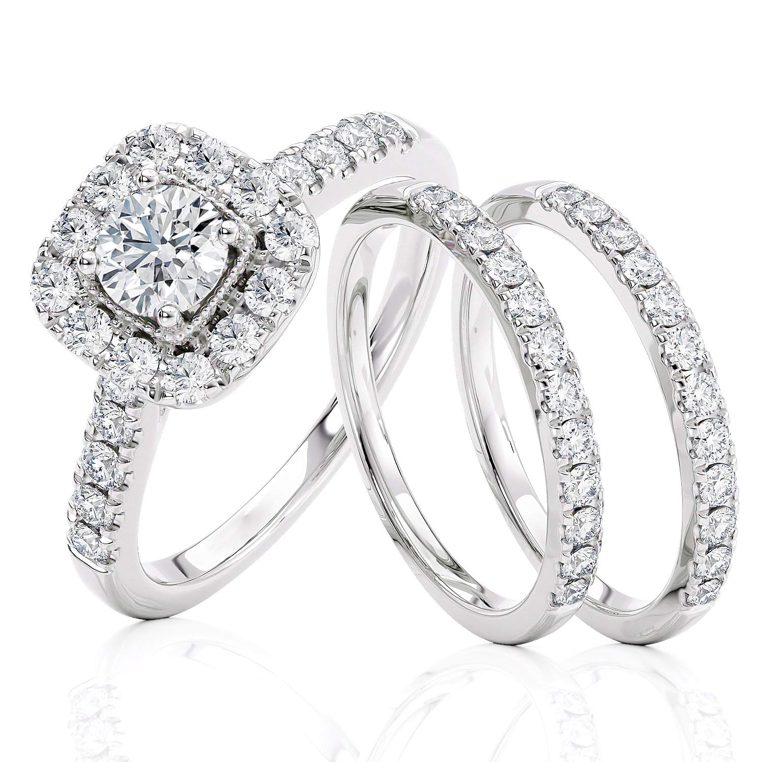Beverly Hills Jewelers 1 Carat Diamond Engagement Ring - 14 Karat White Gold Diamond Ring for Women Diamond Engagement Ring (Size 7)