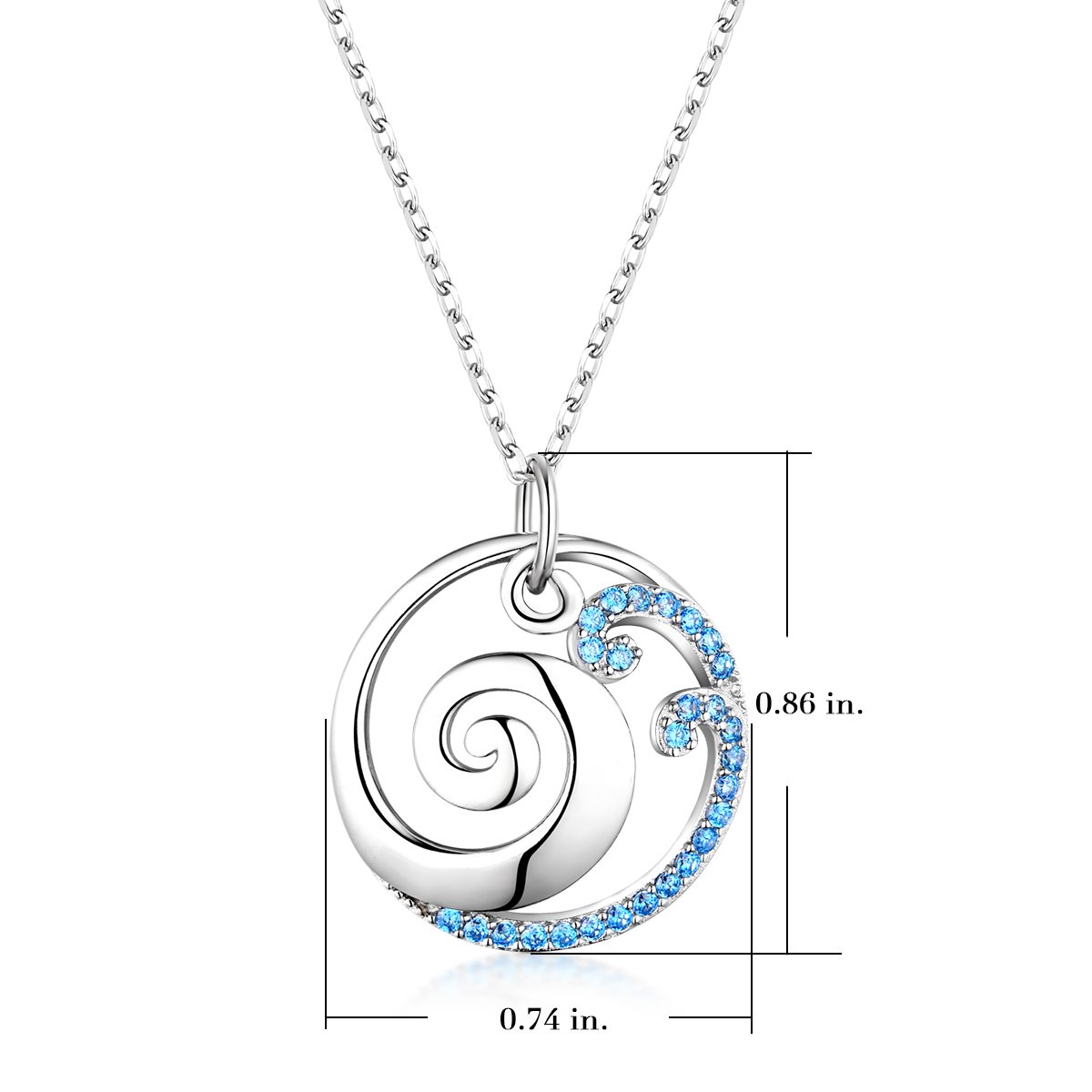 Bellrela 925 Sterling Silver Ocean Wave Pendant Necklace
