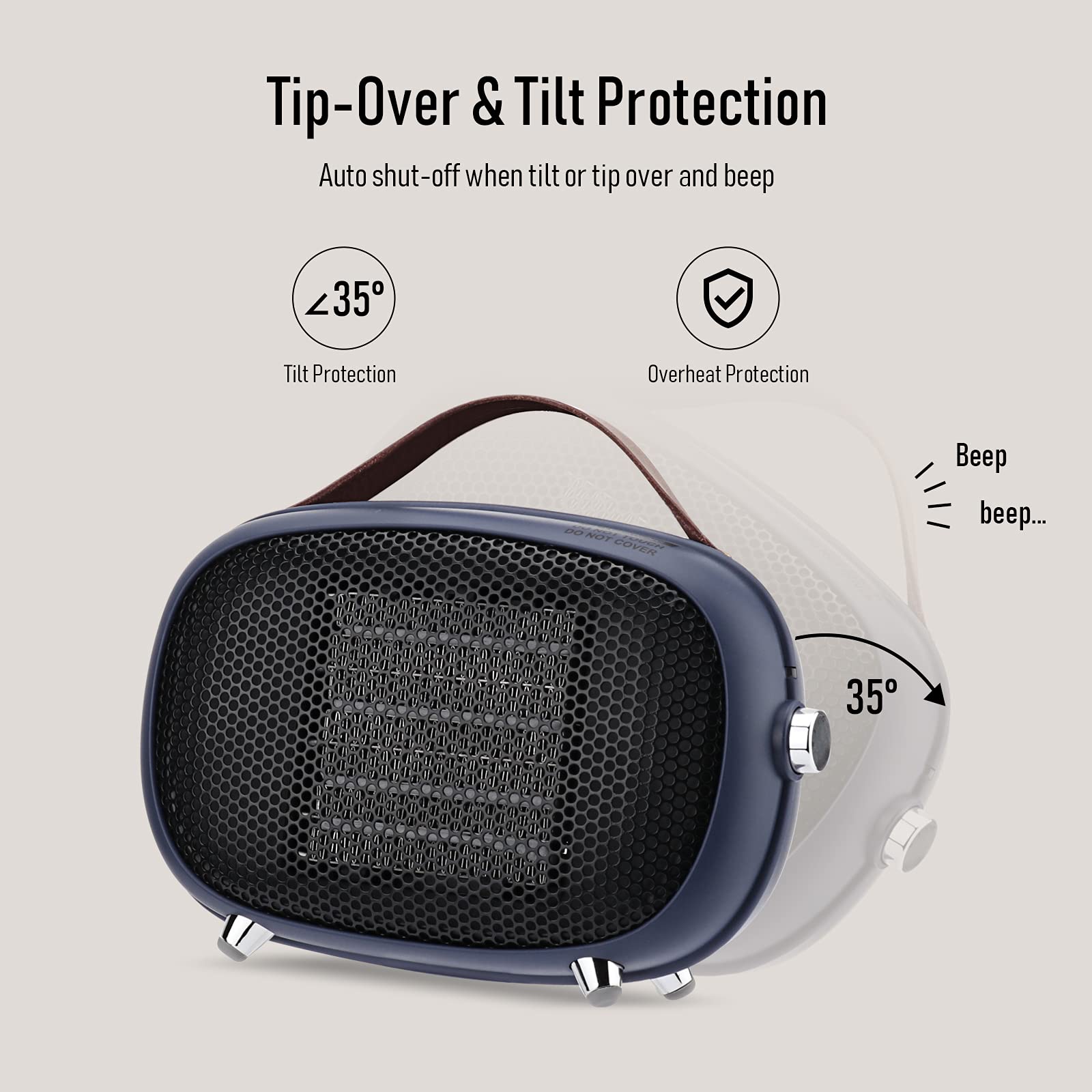 Small Space Heater Fan Portable Electric Space Heater for Bedroom with Tip-Over & Overheat Protection Mini Ceramic Heater for Office Desk Indoor Use