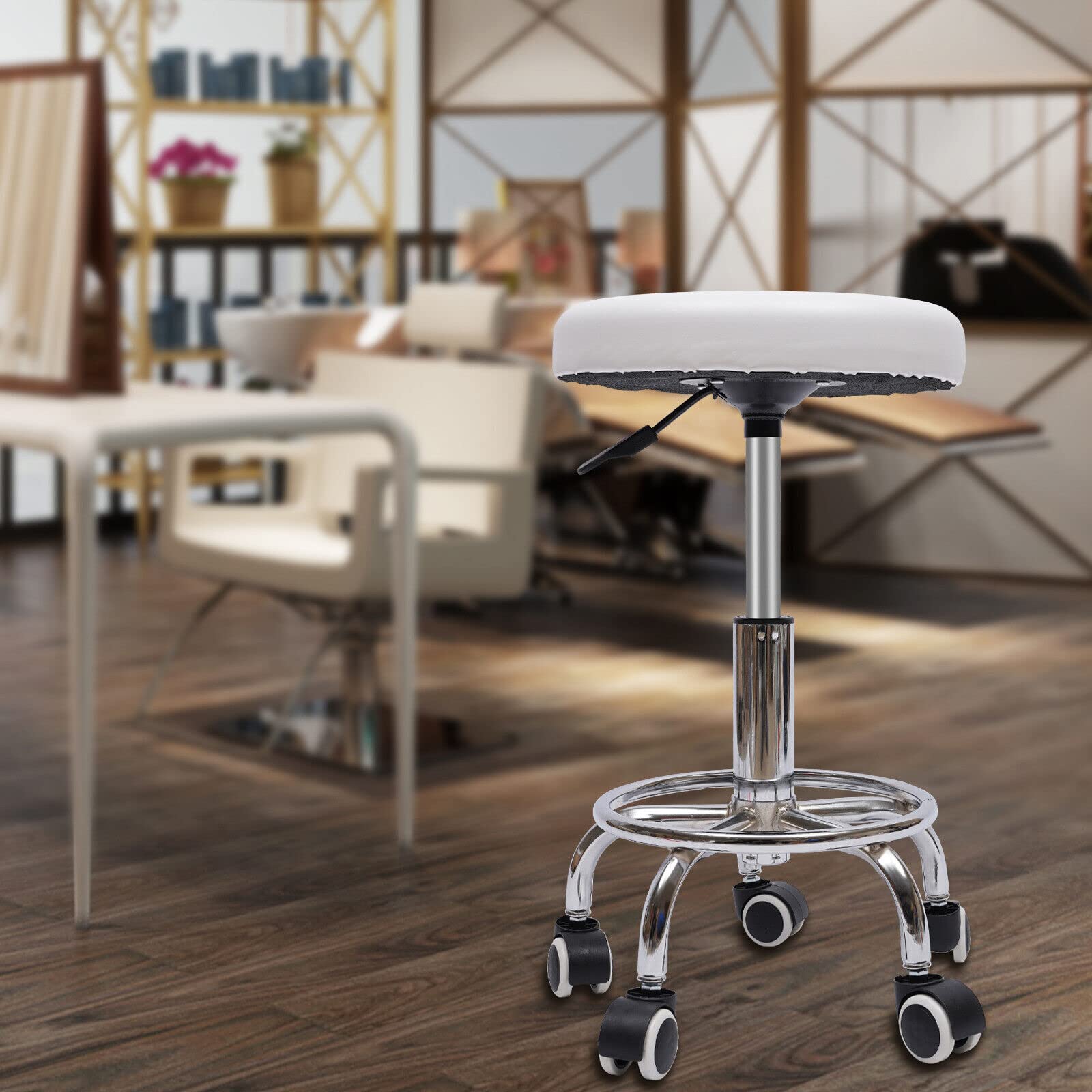 ETKEGHIP Hydraulic Stool Adjustable Height with 5 Wheels, Rolling Stool Swivel Chair for Office Medical Salon Tattoo Kitchen Massage Work