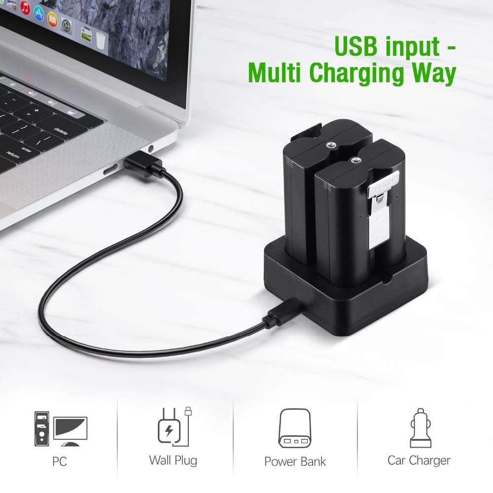 Charging Station and 2 Packs Rechargeable 3.65V Lithium-Ion Battery Battery That is Compatible with Ring, for Video Doorbell 2/3 and Spotlight Cam Battery 6400mAh ( 2023 Stronger Compatibility)