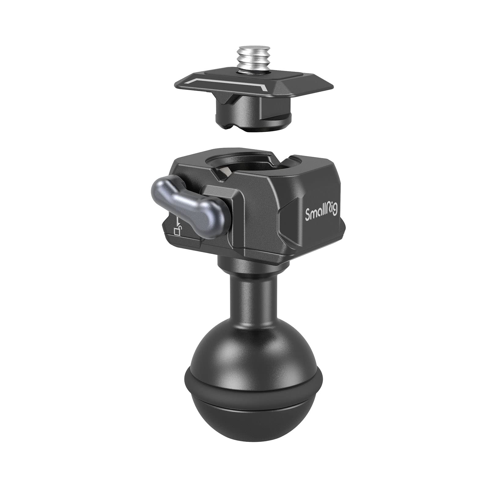 SmallRig Quick Release Ballhead with 1/4" Screw, Drop-in HawkLock Ball Head Clamp for Magic Arm Clamp, Quick Release for Field Monitor, Camera, Light, Max Load of 5kg, Aluminum Alloy - 3600