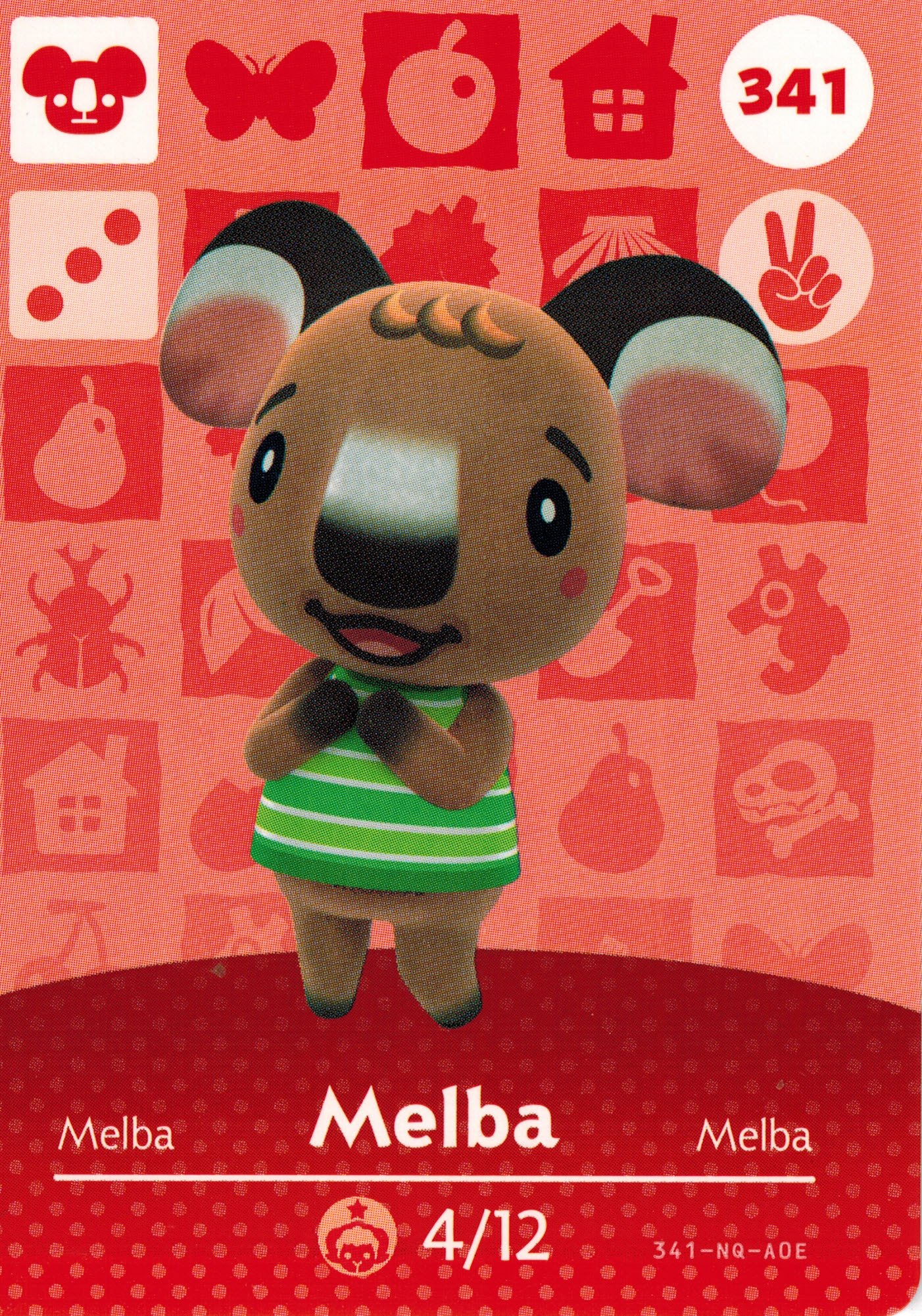 Nintendo Animal Crossing Happy Home Designer Amiibo Card Melba 341/400 USA Version