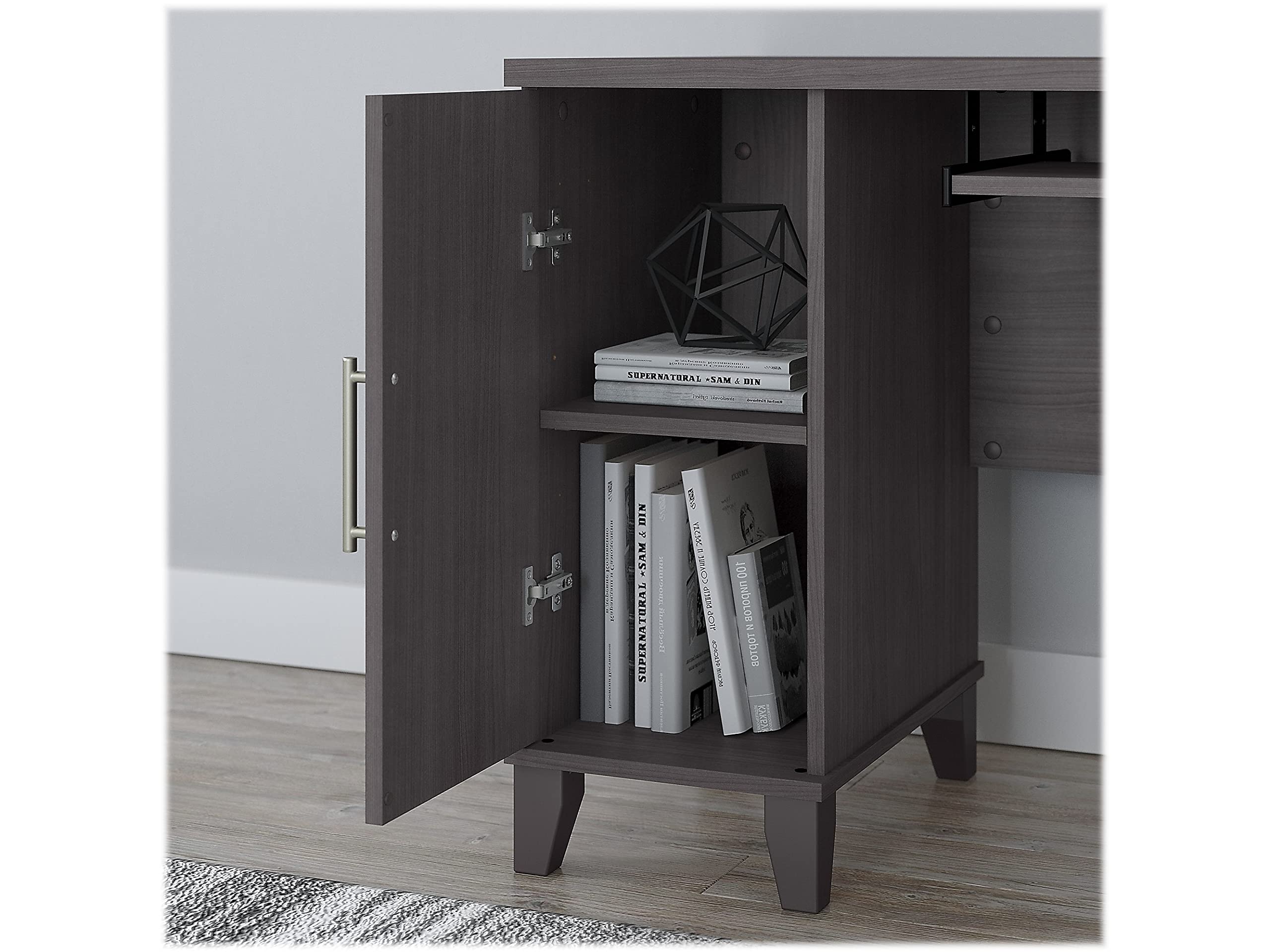 Bush SET001SG Somerset 72-Inch W L-Shaped Desk with Hutch, Storm Gray