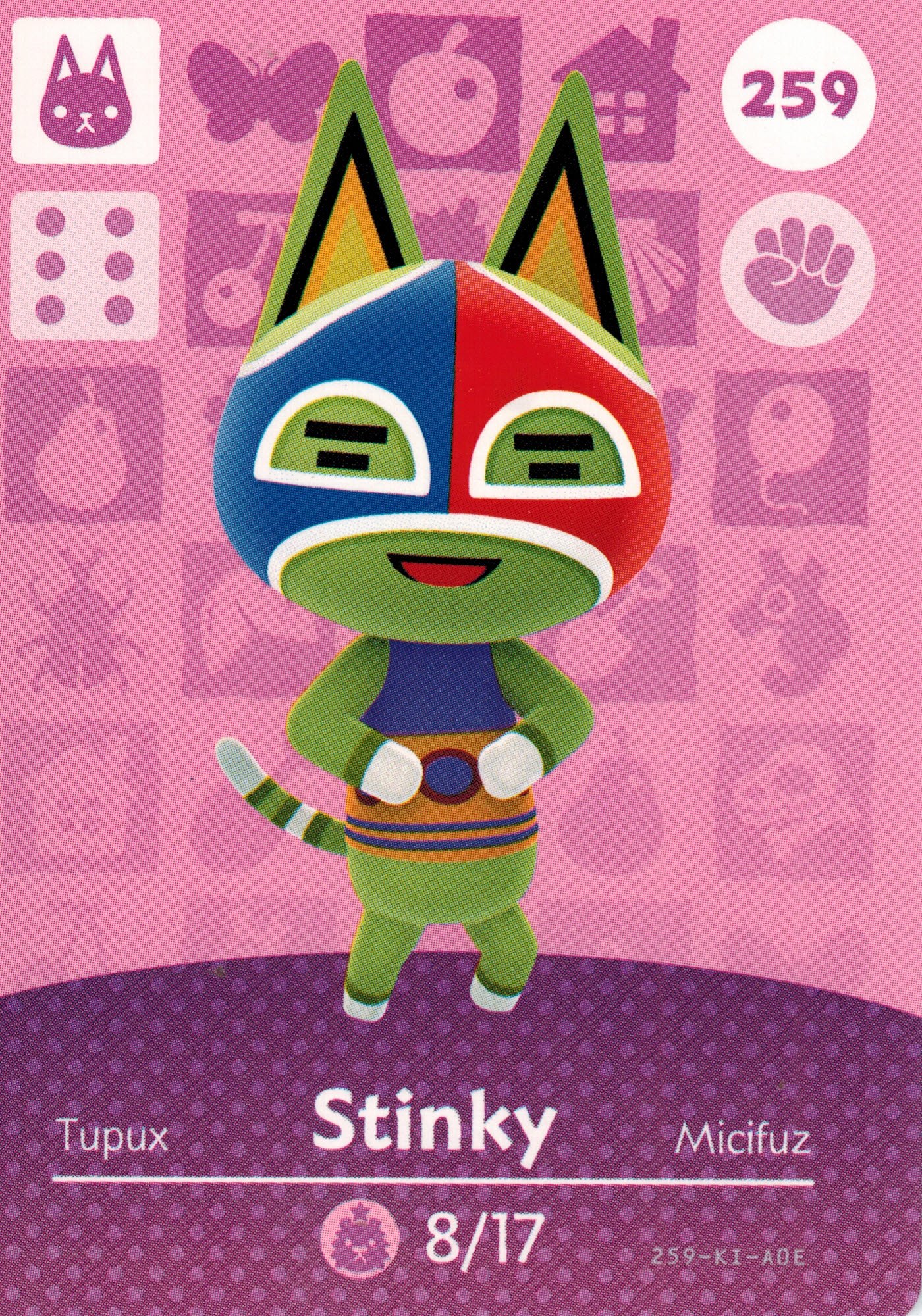 Nintendo Animal Crossing Happy Home Designer Amiibo Card Stinky 259/300 USA Version