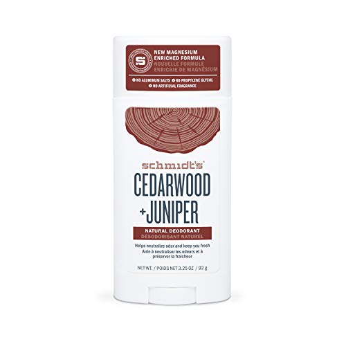 Schmidt's, Aluminum Free Natural Deodorant for Women and Men 24 Hour Odor Protection Certified Cruelty Free Vegan Deodorant oz, Cedarwood + Juniper, 3.25 Ounce