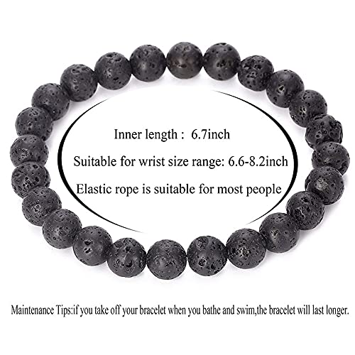 Bulerrylulu 12 Pcs 8mm Gemstones Beaded Bracelets for Women Men Stone Healing turquoise Stretch Bracelet Round Crystal Semi-Precious stack Bracelets Sets Unisex