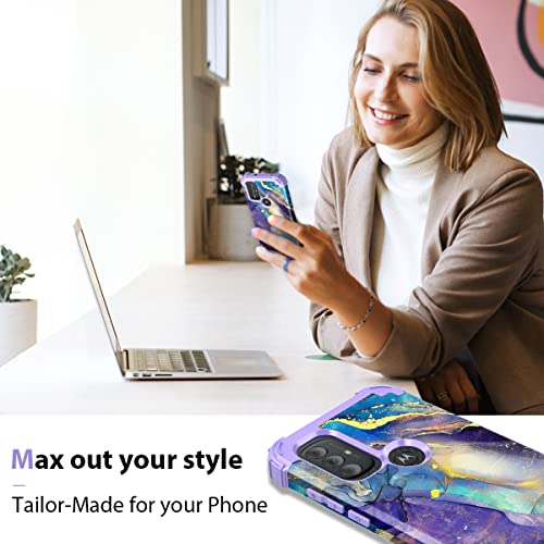 Rancase Compatible with Moto G Power 2022 Case,Three Layer Heavy Duty Shockproof Protection Hard Plastic Bumper +Soft Silicone Rubber Protective Case for Moto G Power 2022,Purple