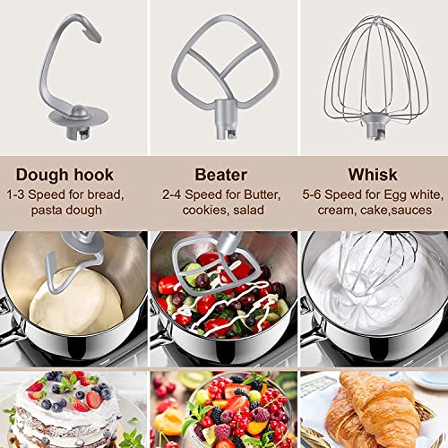 Zuccie 3-IN-1 Stand Mixer, 660W Mixers Kitchen Electric Stand Mixer include 8.5QT Bowl, Dough Hook, Beater, Whisk & Splash Guard, 6-Speed Dough Mixer for Most Home Cooks (Black)