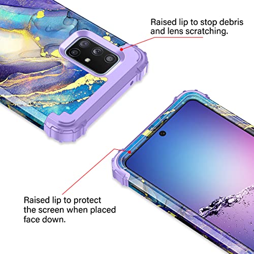Rancase for Galaxy A71 5G Case,Three Layer Heavy Duty Shockproof Protection Hard Plastic Bumper +Soft Silicone Rubber Protective Case for Samsung Galaxy A71 5G,Purple