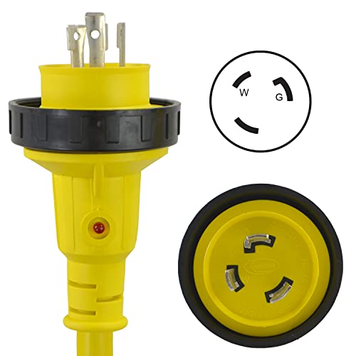 Conntek 17202 L5-30P to 5-15R Pigtail Adapters, Yellow, 1.5 Feet