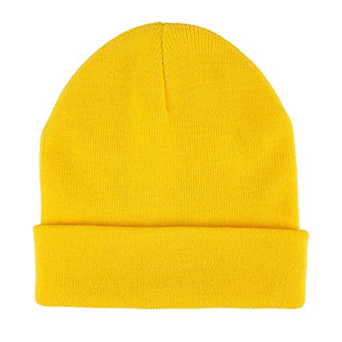 BRUCERIVER Classic Knit Elasticity Beanie Cap Hats for Men & Women (Lemon Yellow)