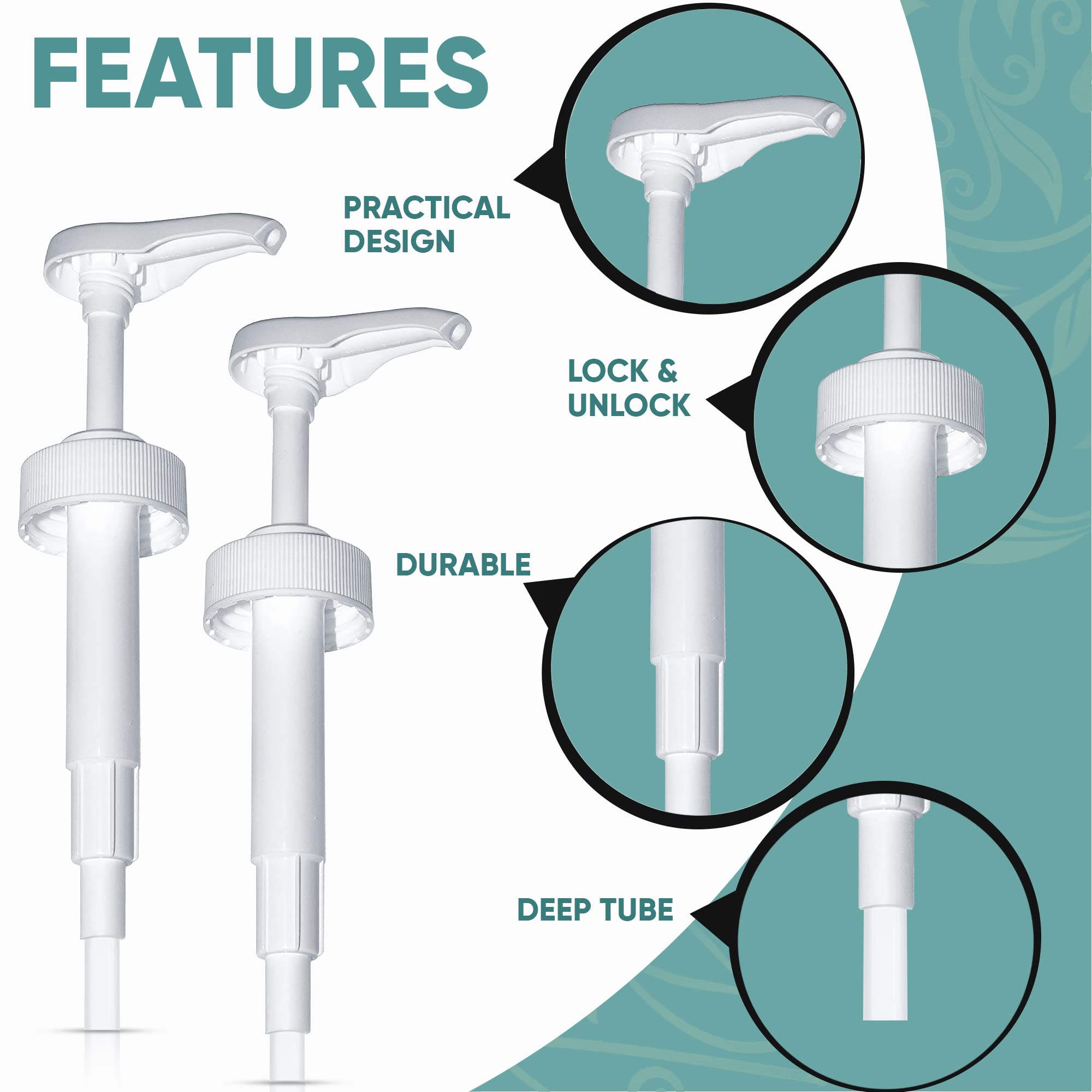 Gallon Pump Dispenser - for Plastic or Glass Bottles β Heavy-Duty Leak Proof for Commercial and Household Use - Plastic Pump for 1 Gallon Jug β Non-BPA Plastic (Pack of 6)