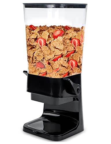 Conworld Cereal Dispenser Countertop, Large Capacity Rice Dispenser Cereal Container Storage, Not Easy to Crush Food, Dry Food Dispenser for Rice, Candy & Snack, Black (5.5 Qt)
