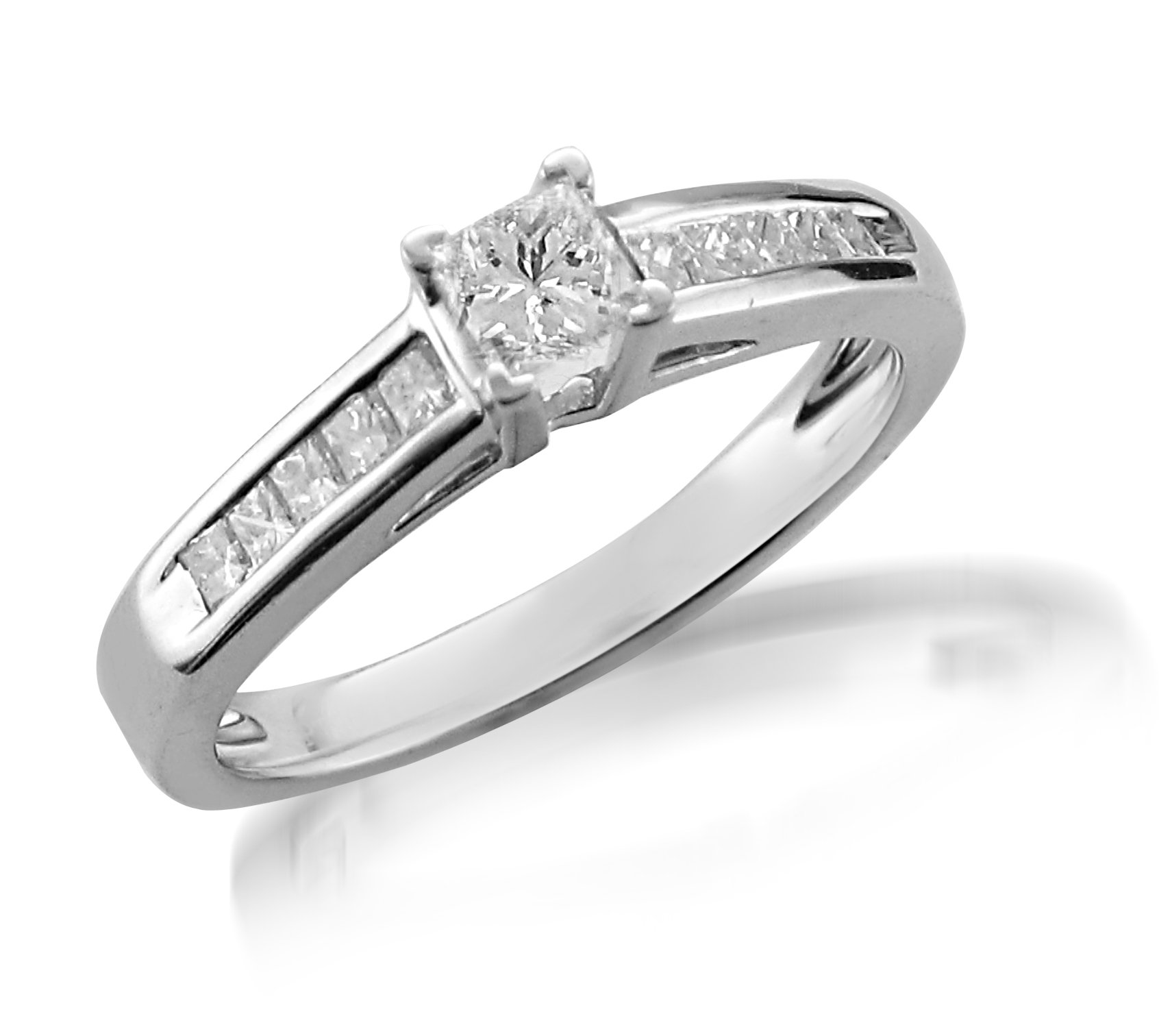 Beyond Brilliance 3/5 Carat Diamond, Classy Platinum Prong Set Princess Cut Diamond Wedding Engagement Ring for Wife (I-J, I2-I3) Natural Diamond Womens Fine Jewelry Gift Box Included