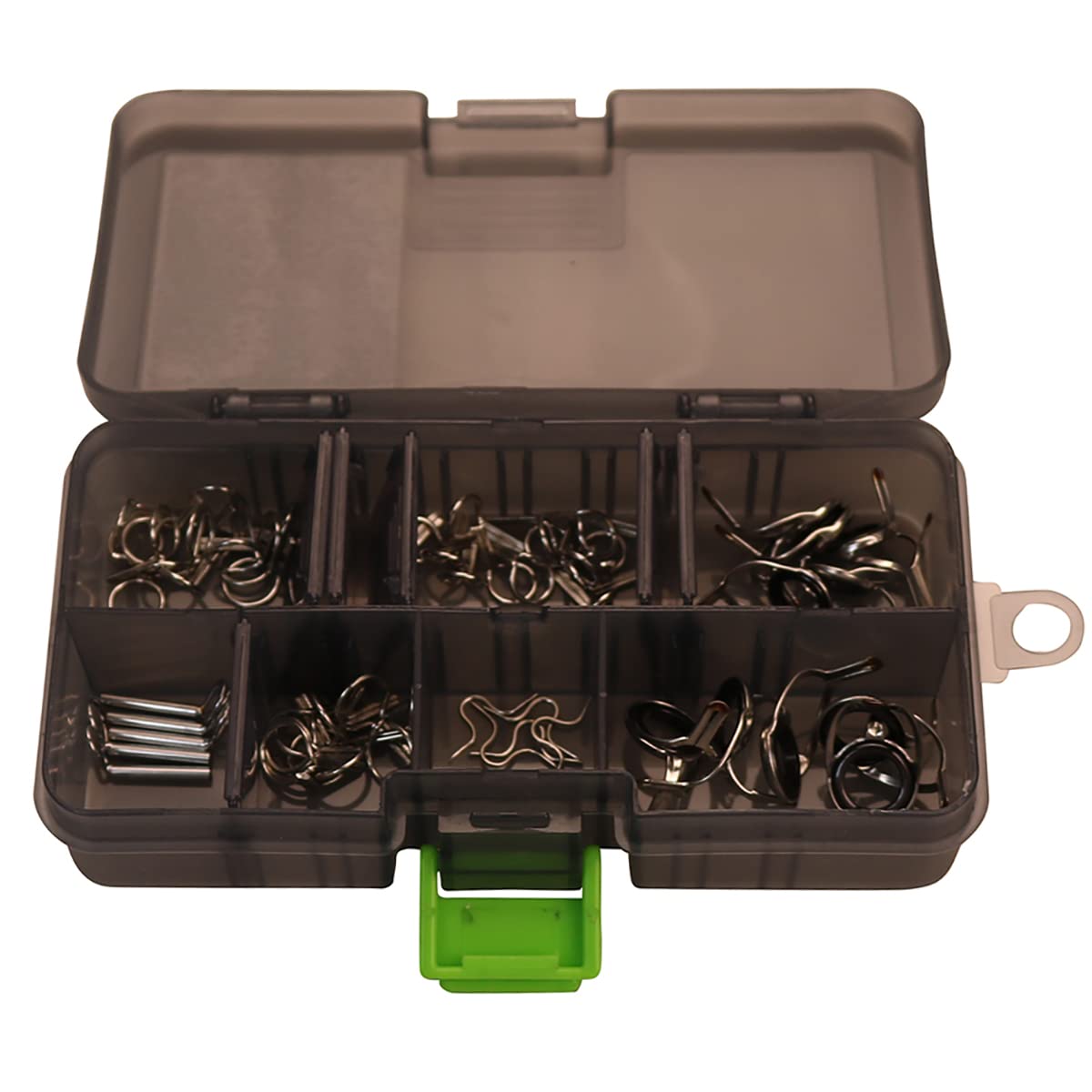 CIRCLEVAST Fly Rod Guide Set Fly Rod Repair Kit Fishing Tip Repair Kit Snake Single Hook Keeper 60pcs 4-10WT Fly Fishing Rod Building Guide with Box Different Size (Snake Black)