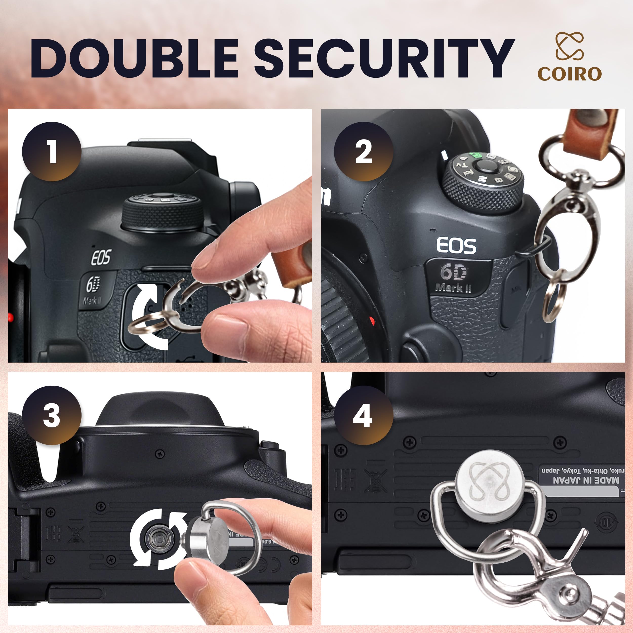 C Coiro Camera Harness for 2 Cameras β Dual Shoulder Leather Camera Strap β Double Camera Harness for DSLR/SLR, Camera Straps for Photographers of All Levels, Padded Straps/Color Tan