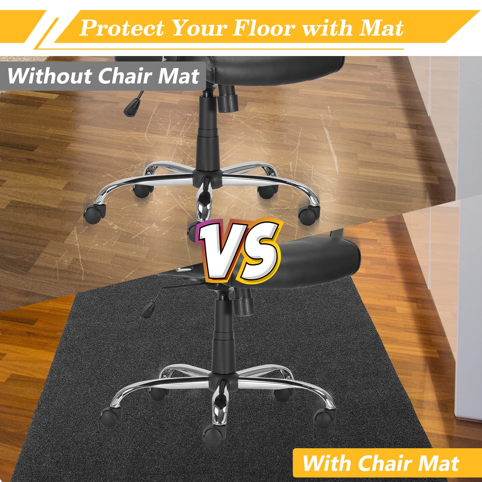Chair Mat for Hardwood Floor, Multi-Purpose Rug for Hard Floor, Non-Slip and Noise Reduction Mat, 55x35 inch Rolled Packing (Dark Gray)
