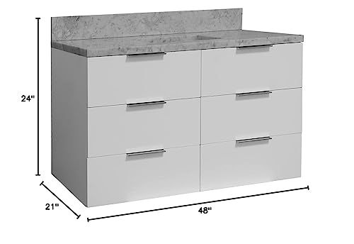 Kitchen Bath Collection Oslo 48-inch Floating Bathroom Vanity (Carrara/White): Includes White Cabinet with Authentic Italian Carrara Marble Countertop and White Ceramic Sink