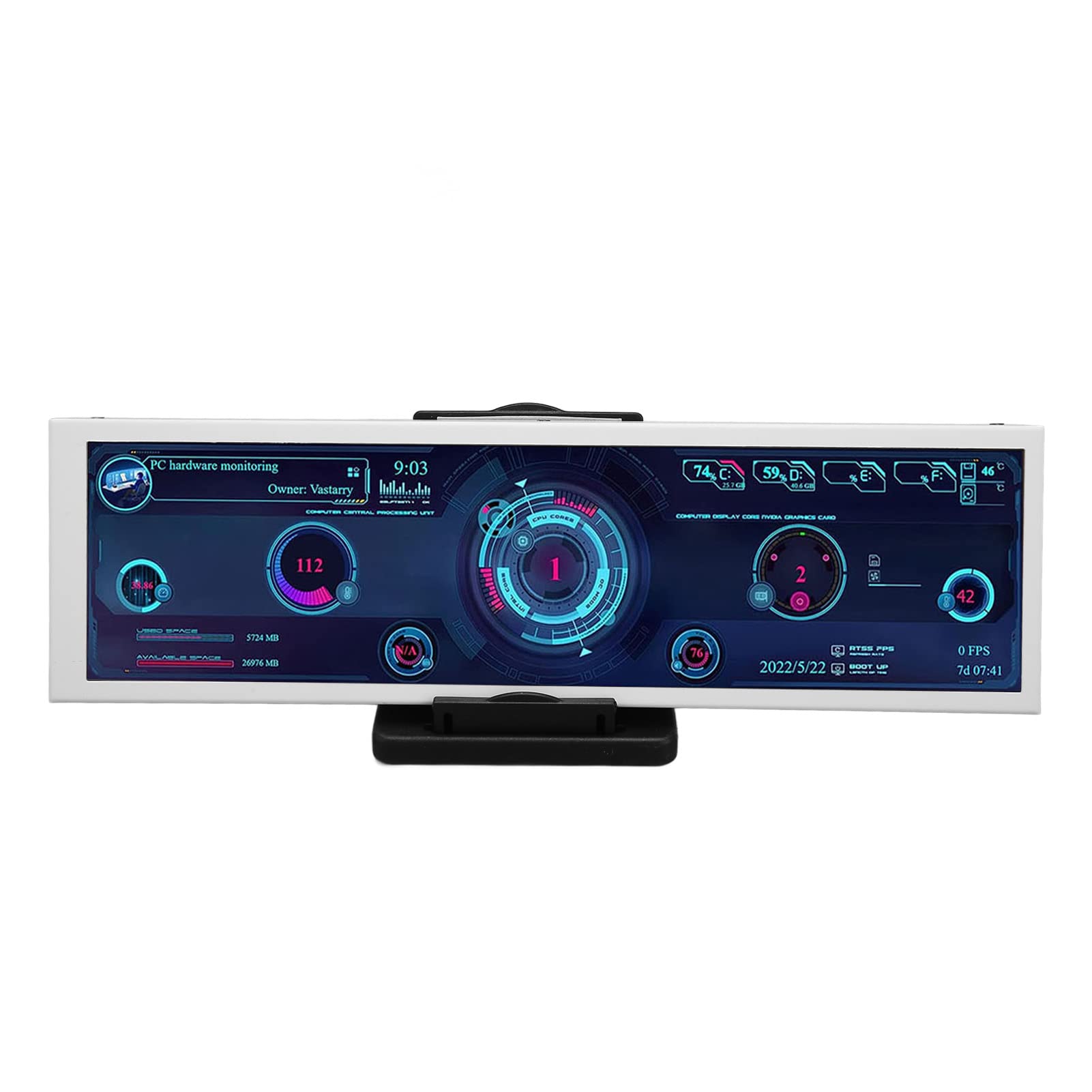 EBTOOLS 8.8in Computer Temp Monitor, 1920x480 60Hz IPS USB Mini Screen, PC Temperature Display, PC Sensor Panel Display, for Rasp Pi, for Linux, for Windows