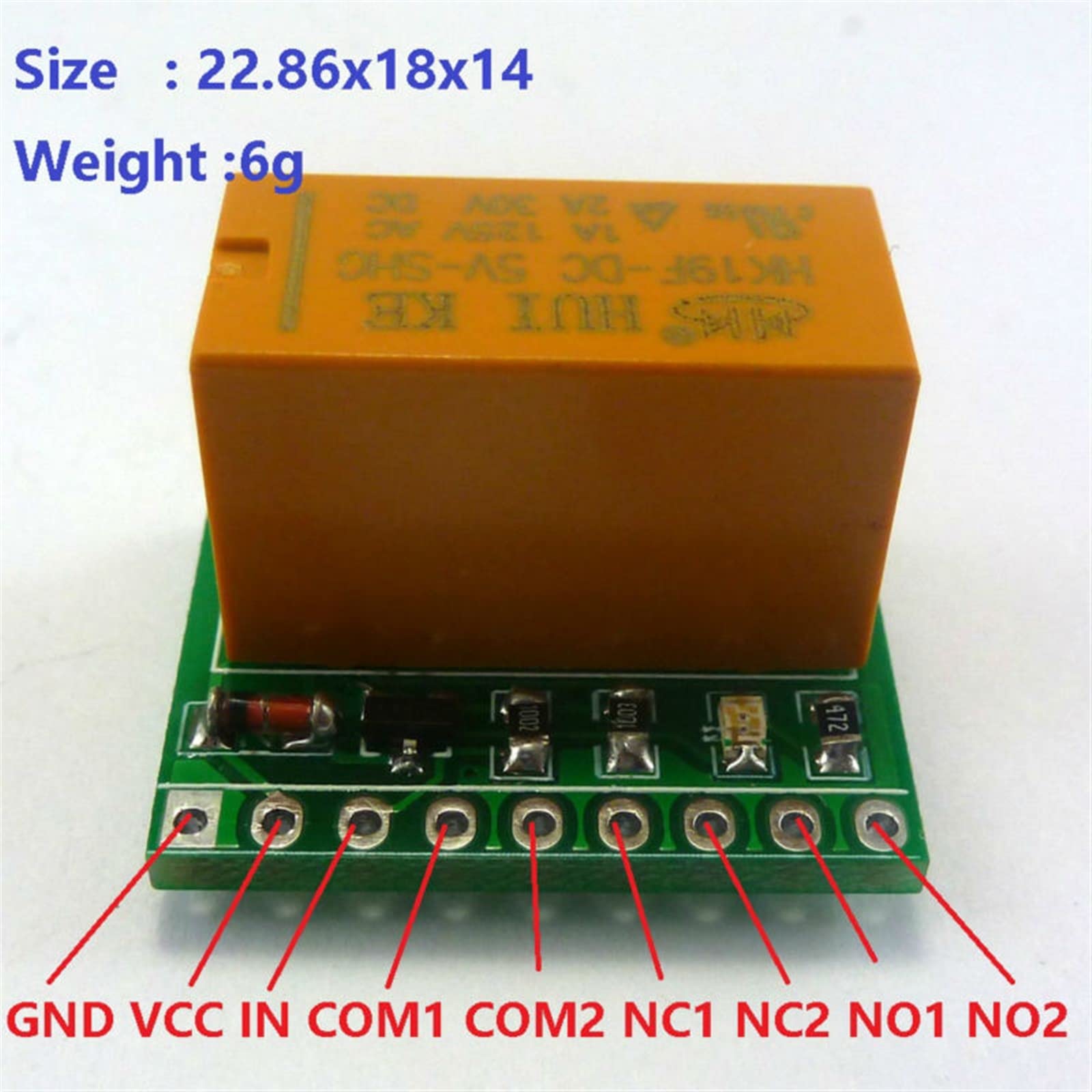 EWNICE 4 Pcs Mini Ultra-Light 1 Channel Relay Board for Motor reversing Polarity Reversal HK19F DC5V PCB Module