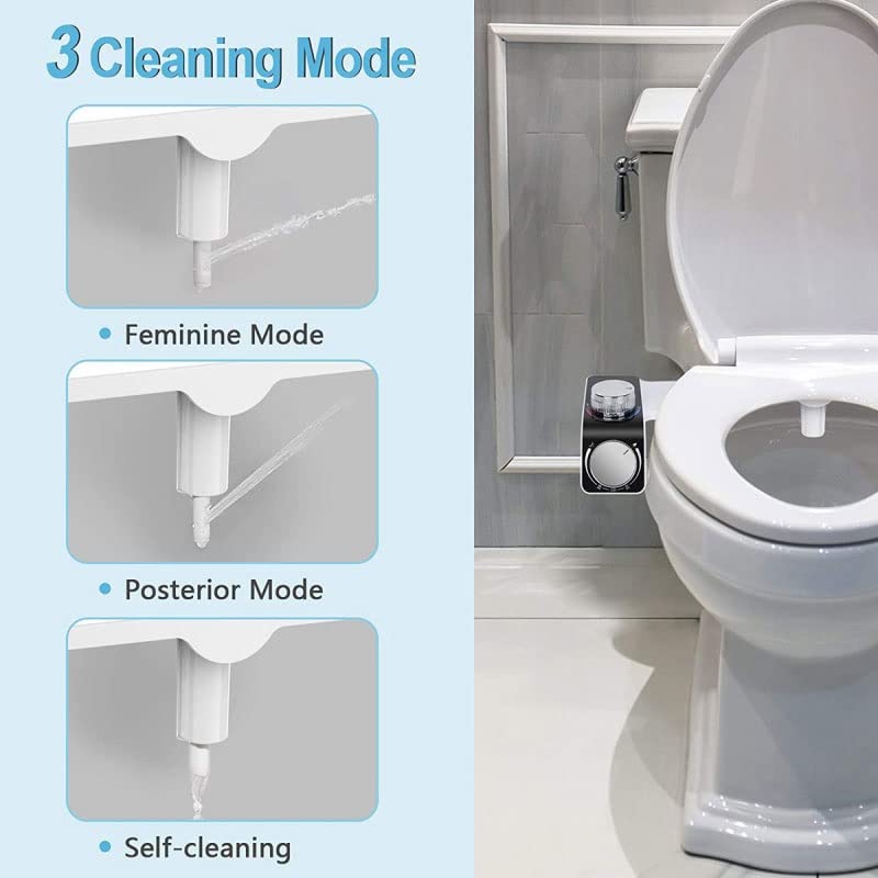 DFHBFG Bidet Toilet Seat Attachment Hot and Cold Dual Nozzles Self Cleaning Bidet Water Sprayer Adjustable Non-Electic Spray
