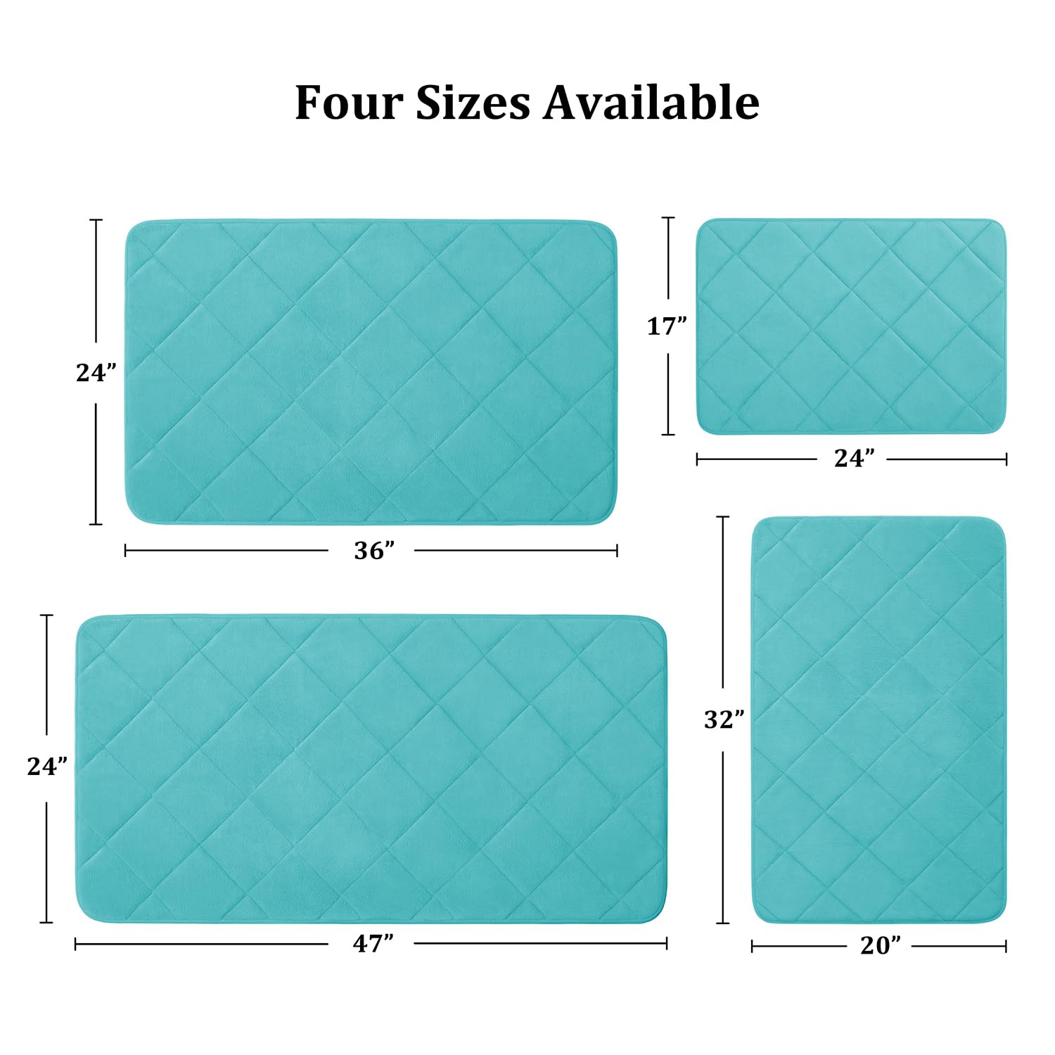chakme Memory Foam Bath Mat 17" X 24", Super Soft Absorbent Bathroom Mats, Non Slip Bathroom Rugs, Machine Washable Bath Rugs for Bathroom Floor, Teal